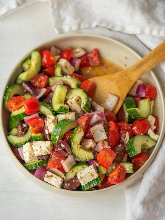 Easy Greek Salad Recipe - Greek Cucumber Salad in a Simple Vinaigrette