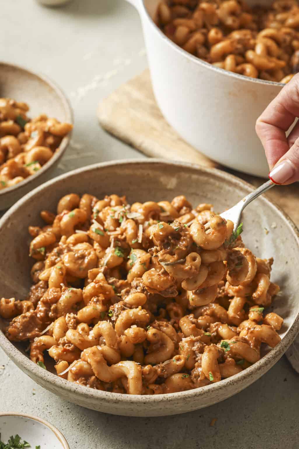 Creamy Meat Sauce One Pot Pasta - Mad About Food