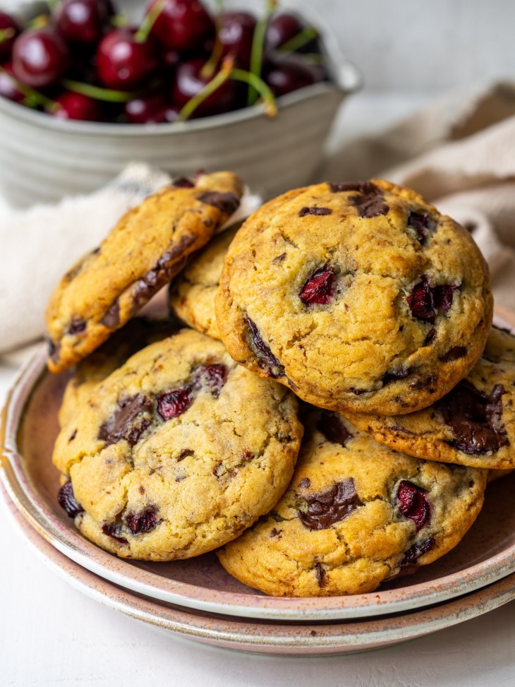 Cherry Chocolate Chip Cookies - Chocolate Chunk Fresh Cherry Cookies