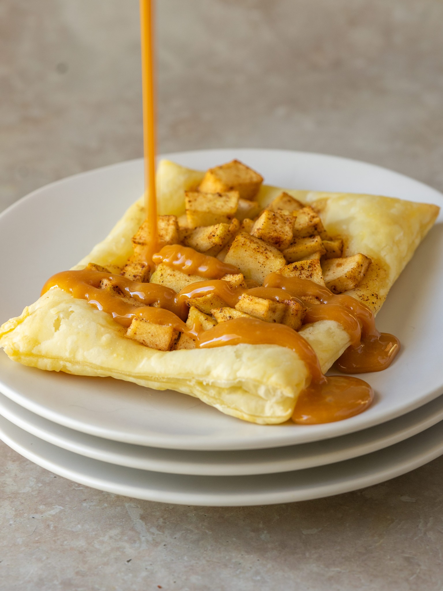 Easy Apple Tart with Caramel Drizzle - Puff Pastry Apple Tart