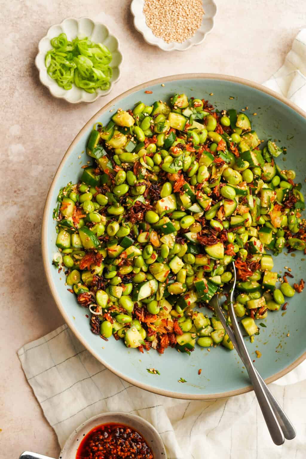 Crispy Rice Salad with Edamame and Toasted Sesame Dressing