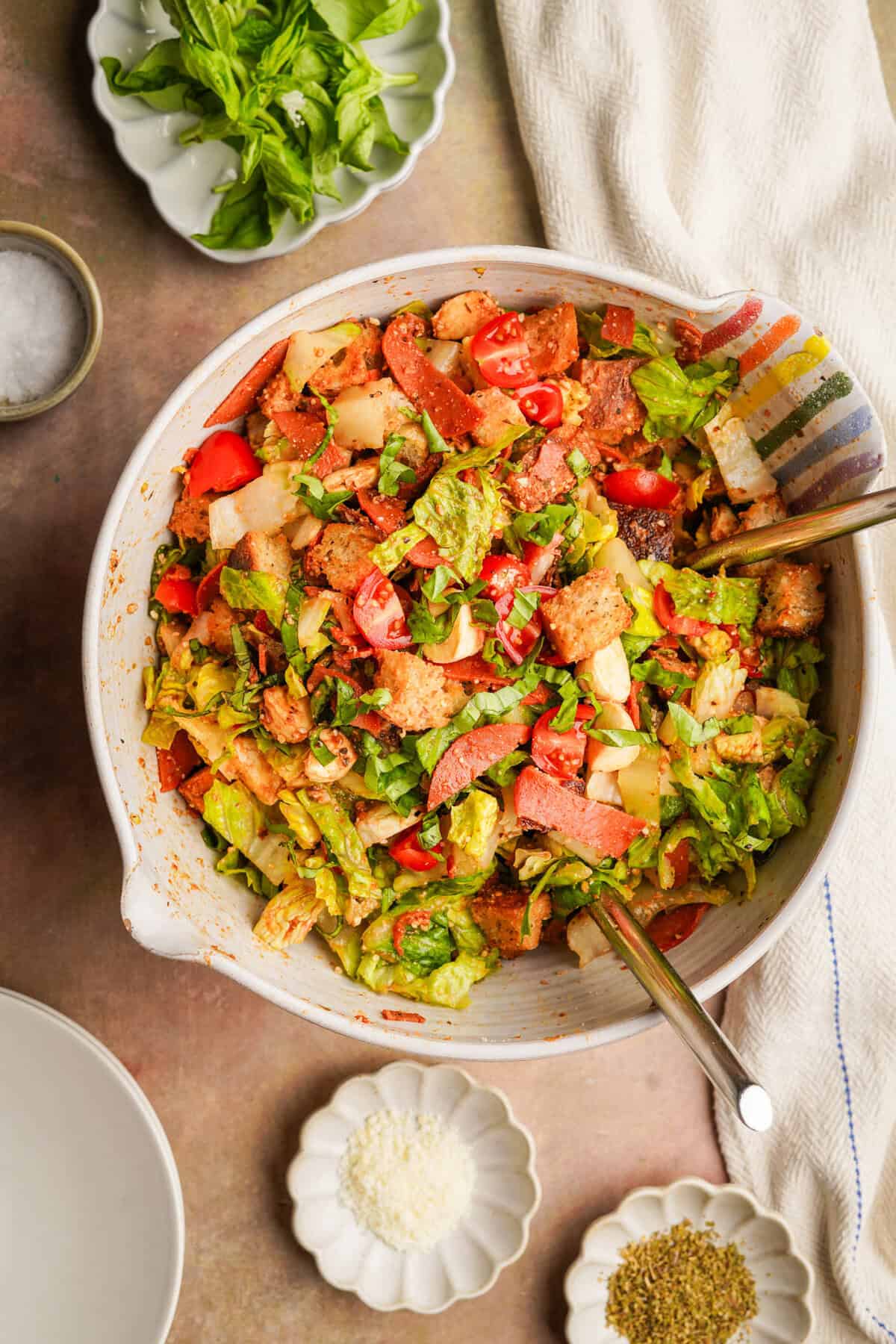 Pepperoni Pizza Chopped Salad - Easy Pizza Salad