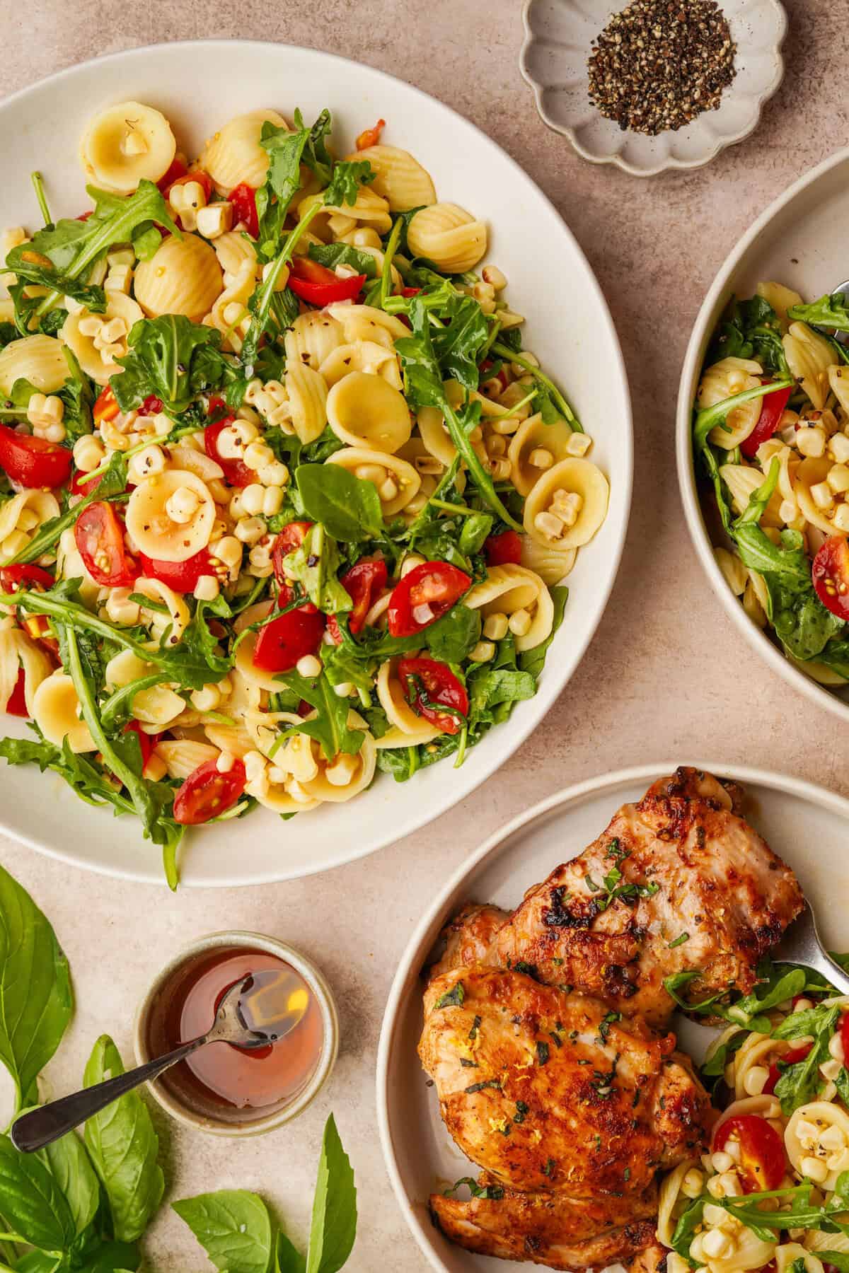 Hot Honey Grilled Corn Pasta Salad - Mad About Food