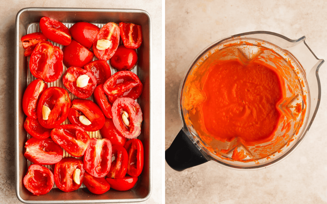 4 Ingredient Roasted Tomato Pasta Sauce - Made with fresh tomatoes!