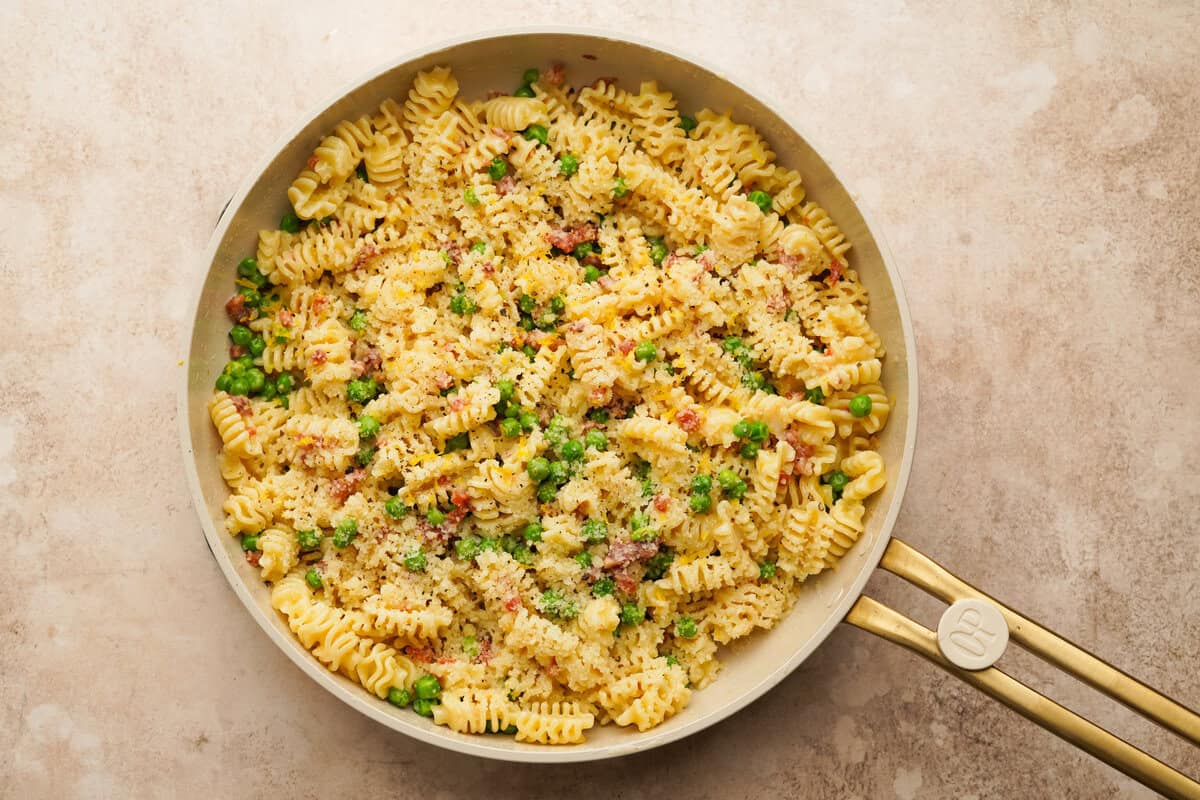 Pasta with Pancetta and Peas - Mad About Food